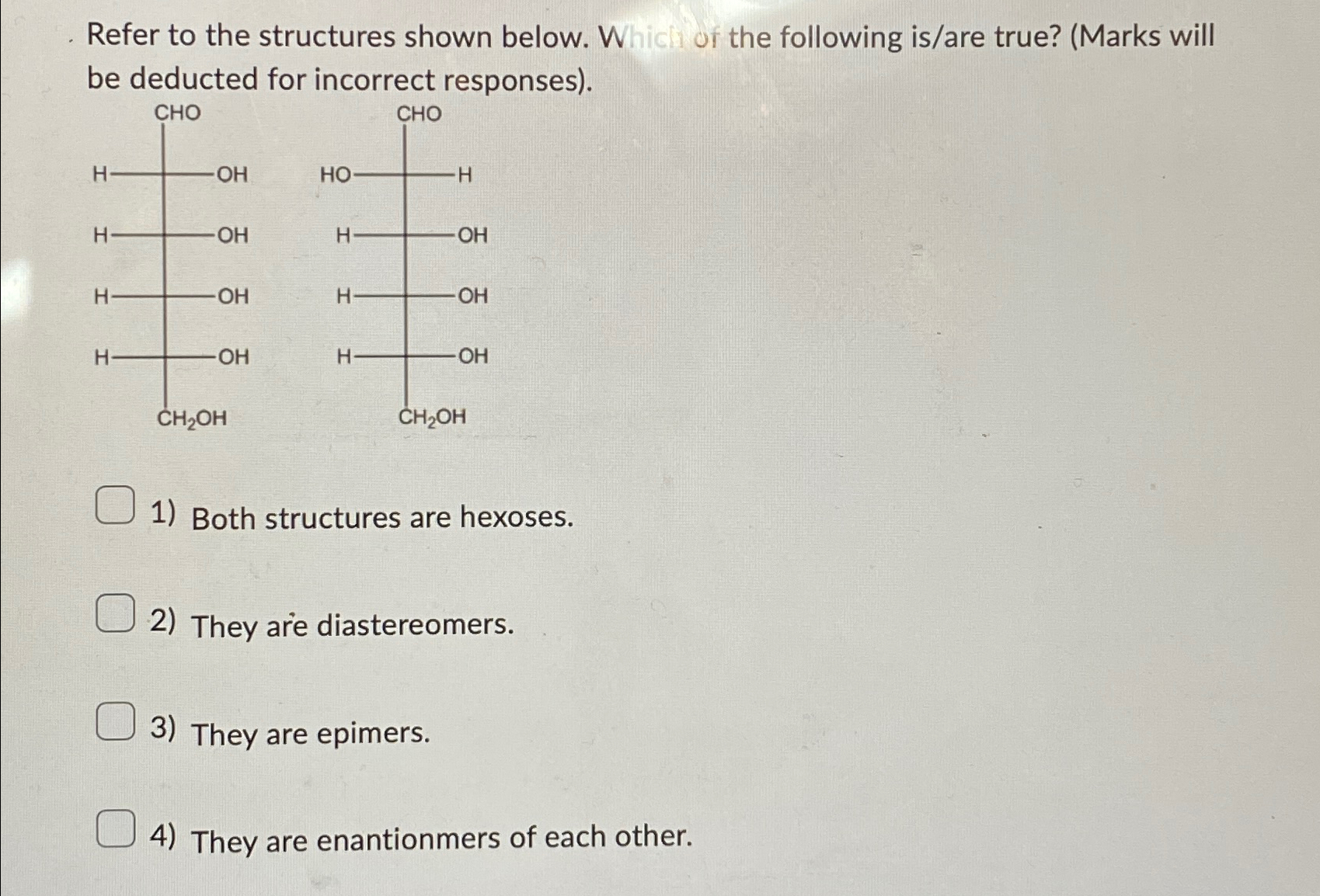 Solved Refer to the structures shown below. Which of the | Chegg.com