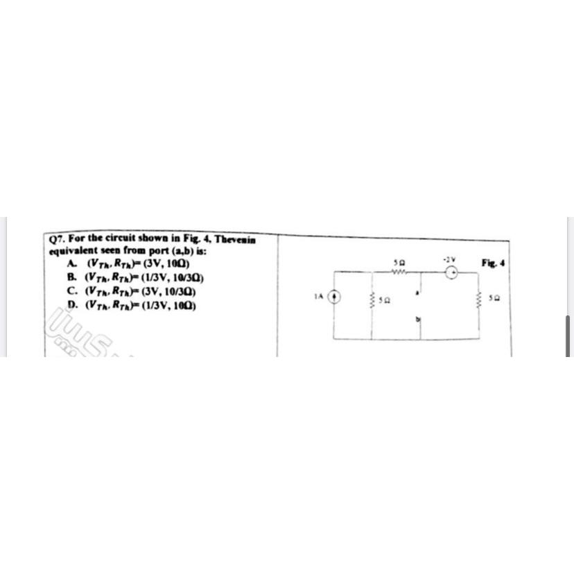 Solved Q7. ﻿For the circuit shown in Fig, 4, | Chegg.com