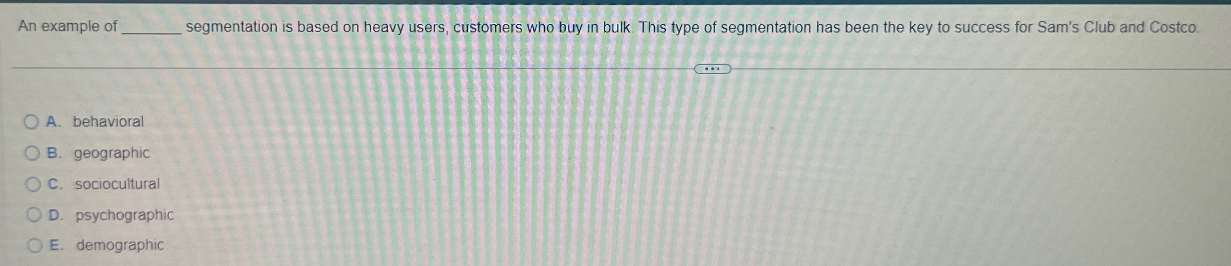 Solved An example of ﻿segmentation is based on heavy | Chegg.com