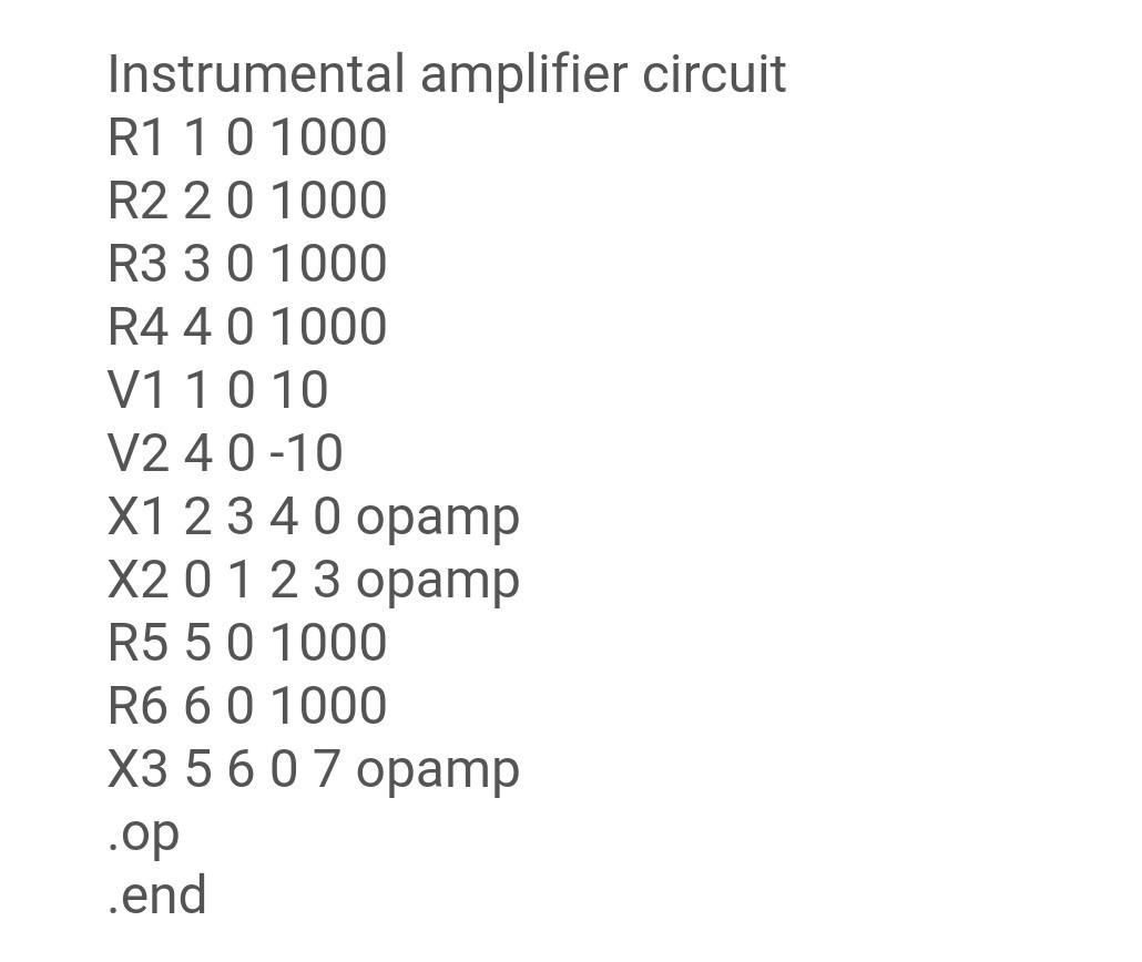 Solved Instrumental amplifier circuit R1 101000 R2 201000 R3 | Chegg.com