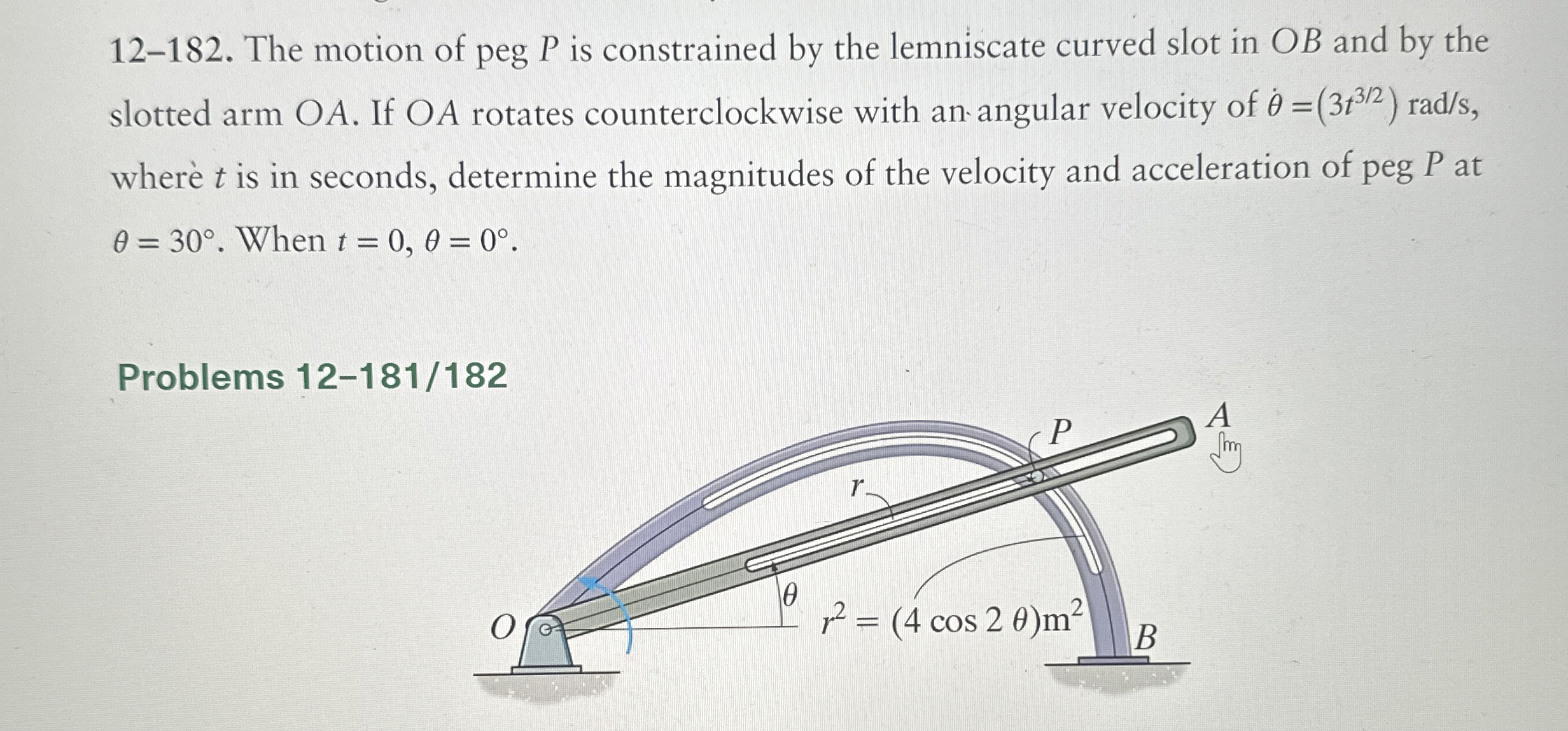 Solved 12-182. ﻿The motion of peg P ﻿is constrained by the | Chegg.com
