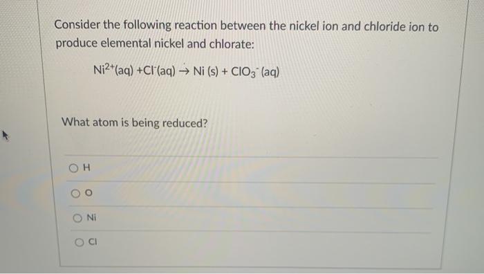 Solved Consider the following reaction between the nickel | Chegg.com