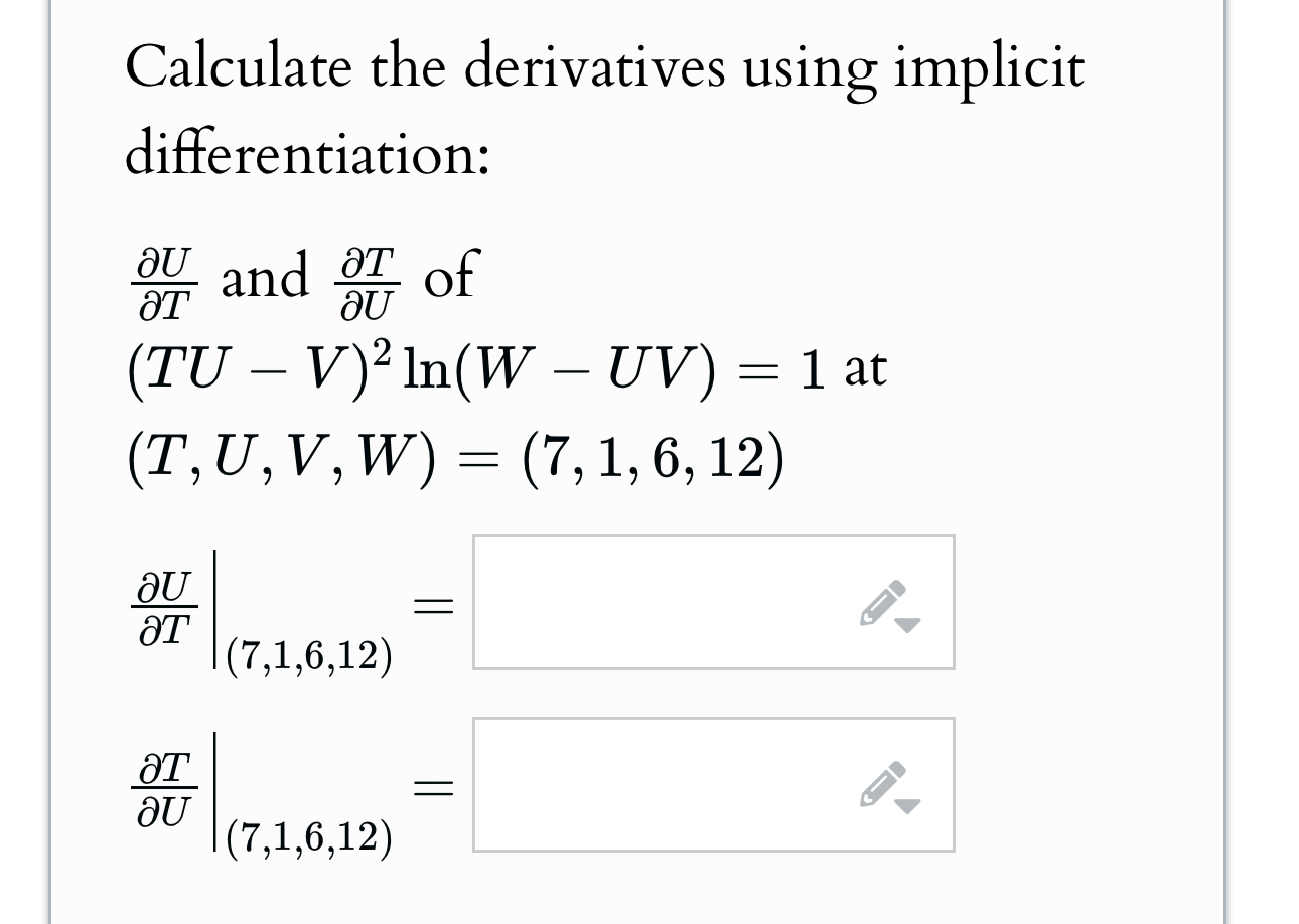 Solved Calculate the derivatives using implicit | Chegg.com
