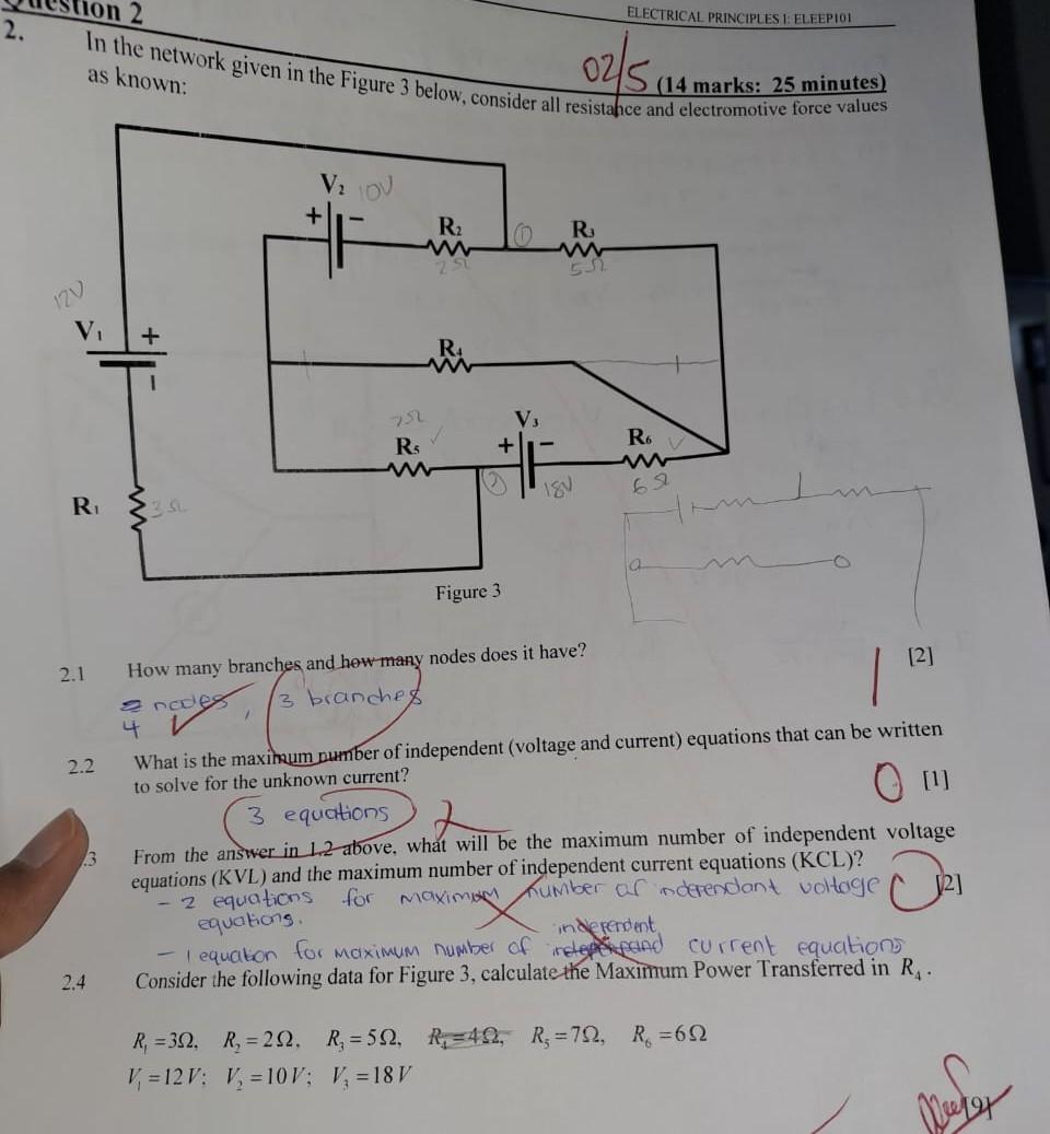 Solved as known: 2.1 How many branches and hew many nodes | Chegg.com