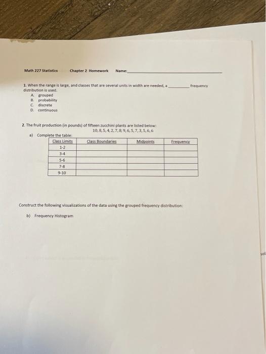 Solved Math 227 Statistics Chapter 2 Homework Name: | Chegg.com