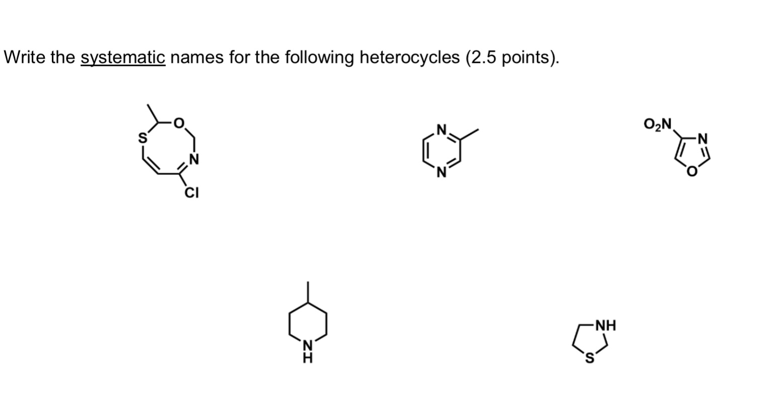 Solved Write the systematic names for the following | Chegg.com