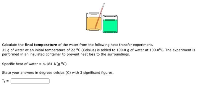 Solved Calculate the final temperature of the water from the | Chegg.com