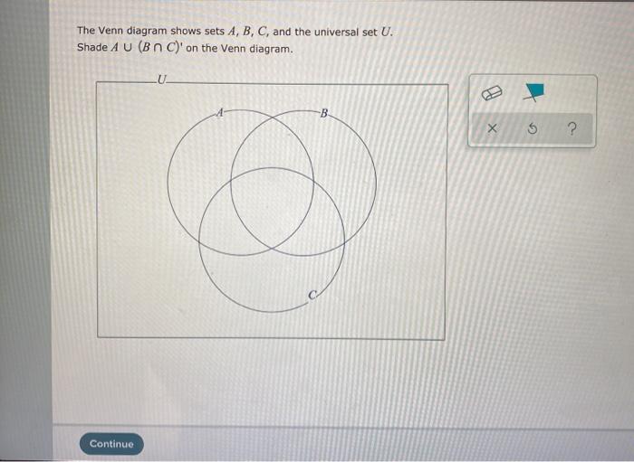 Solved The Venn diagram shows sets A, B, C, and the | Chegg.com