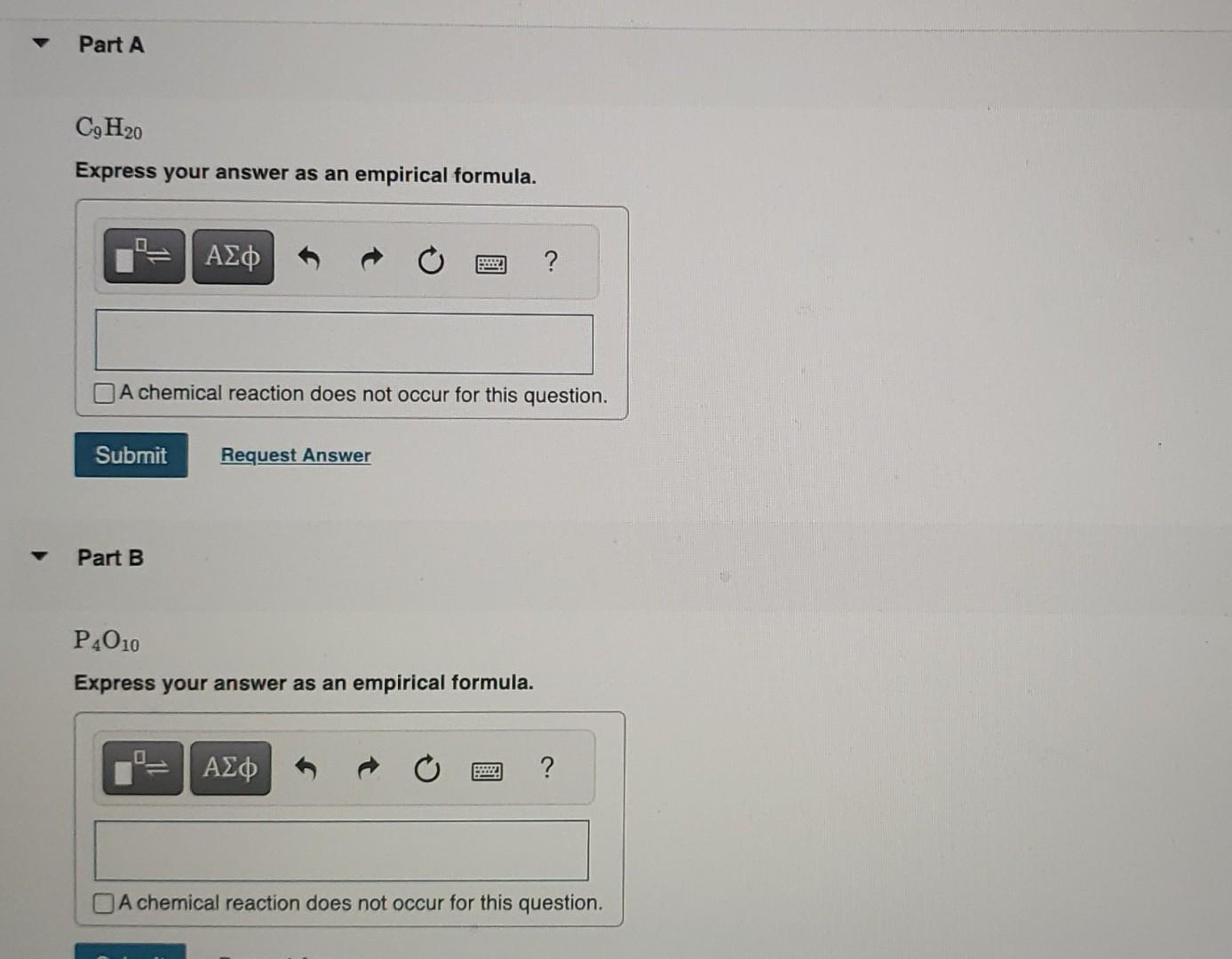 Solved C9H20 Express your answer as an empirical formula. | Chegg.com