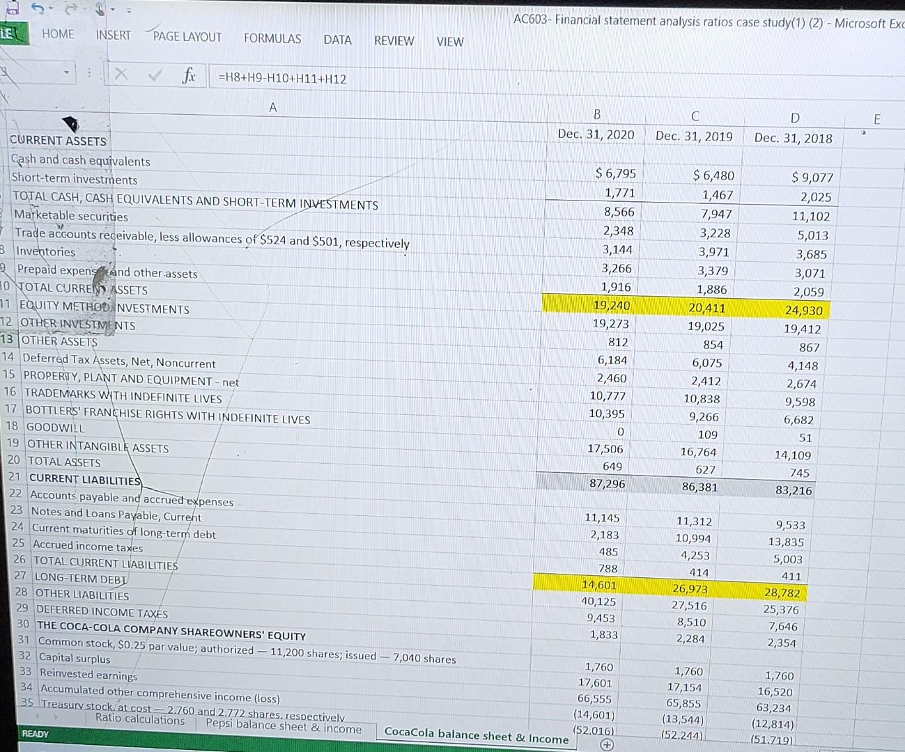 Solved Financial Statement Analysis case O @ E Attached | Chegg.com
