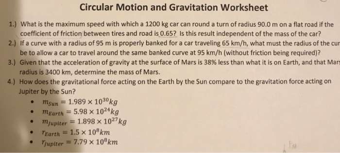 Solved Circular Motion and Gravitation Worksheet 1.) What is | Chegg.com
