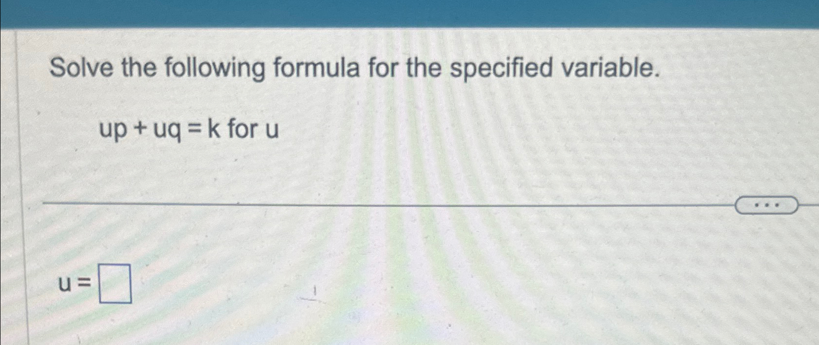 Solved Solve the following formula for the specified | Chegg.com
