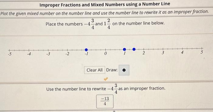 Solved Improper Fractions and Mixed Numbers using a Number | Chegg.com