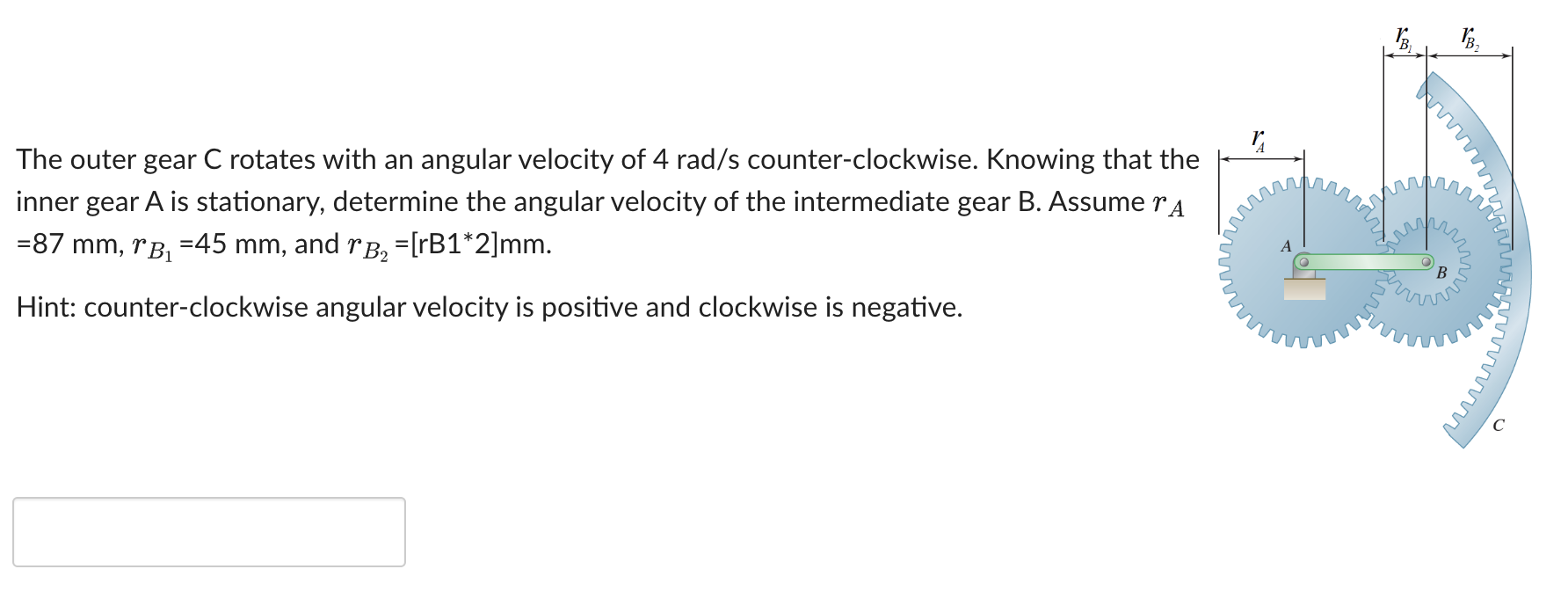 Solved The outer gear C ﻿rotates with an angular velocity of | Chegg.com