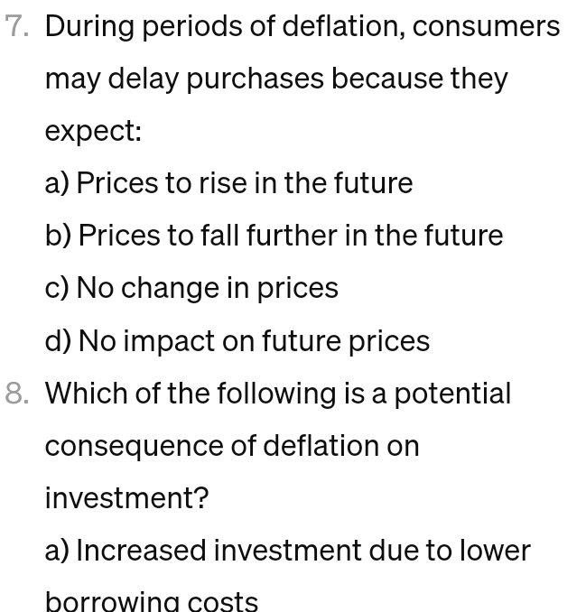 Solved Economics: During periods of deflation, consumers may | Chegg.com