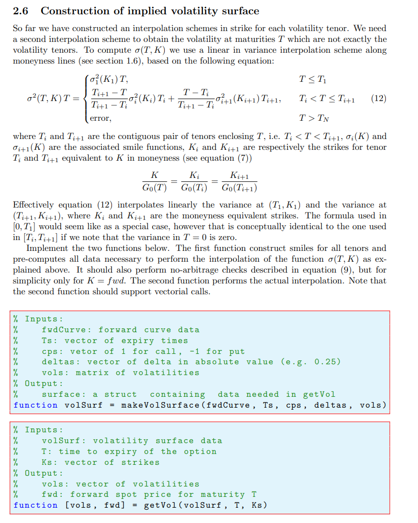 Solved 2.6 ﻿Construction of implied volatility surfaceSo far | Chegg.com