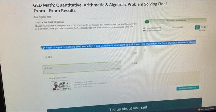 Solved GED Math: Quantitative, Arithmetic \& Algebraic | Chegg.com