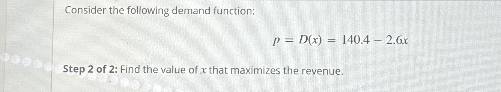 Solved Consider the following demand | Chegg.com