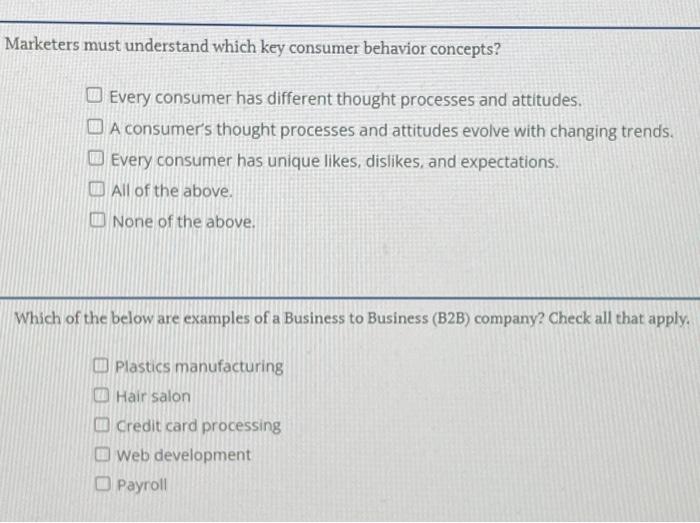 Solved Marketers must understand which key consumer behavior | Chegg.com