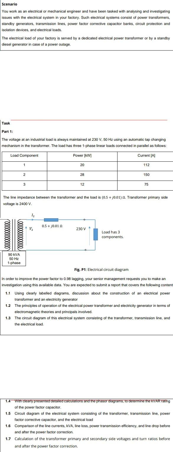 Solved ScenarioYou work as an electrical or mechanical | Chegg.com