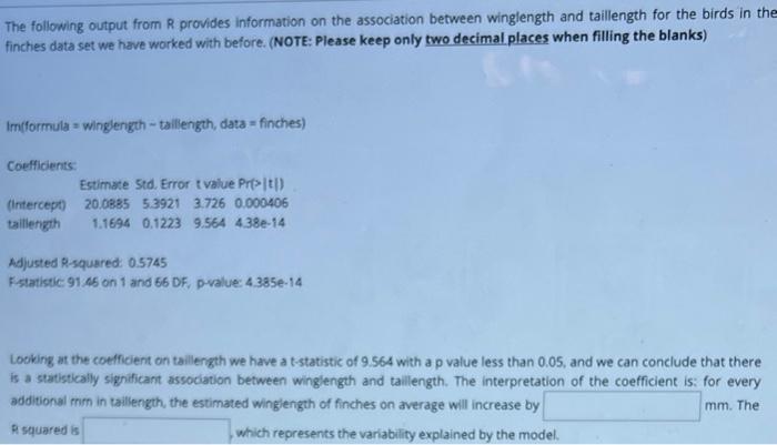 Solved The following output from R provides information on | Chegg.com
