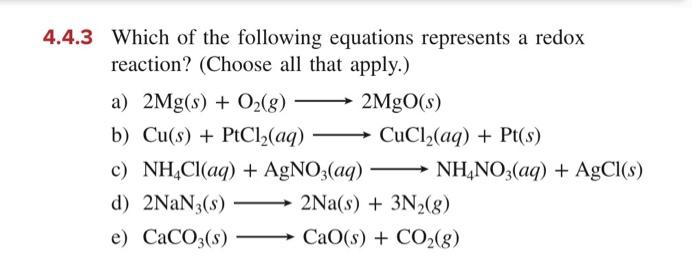 Solved 4.3 Which of the following equations represents a | Chegg.com