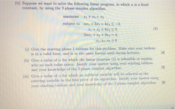 Solved (b) Suppose we want to solve the following linear | Chegg.com