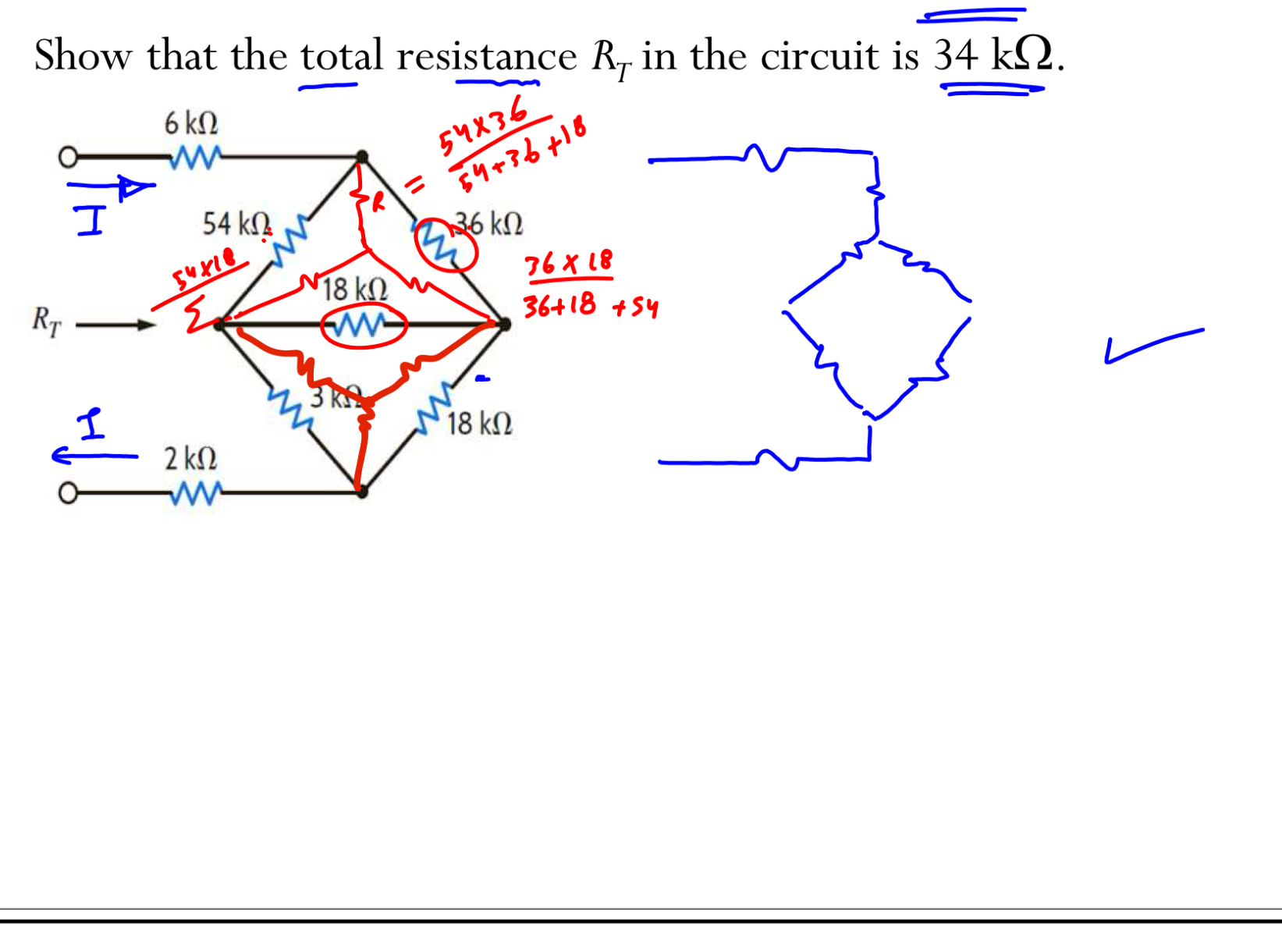 Solved Show that the total resistance RT ﻿in the circuit is | Chegg.com
