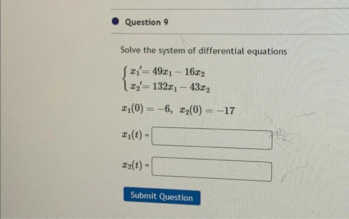 Solved Solve the system of differential equations | Chegg.com