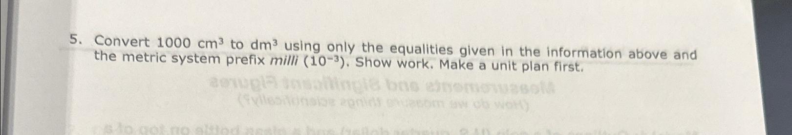 Solved Convert 1000cm3 ﻿to dm3 ﻿using only the equalities | Chegg.com