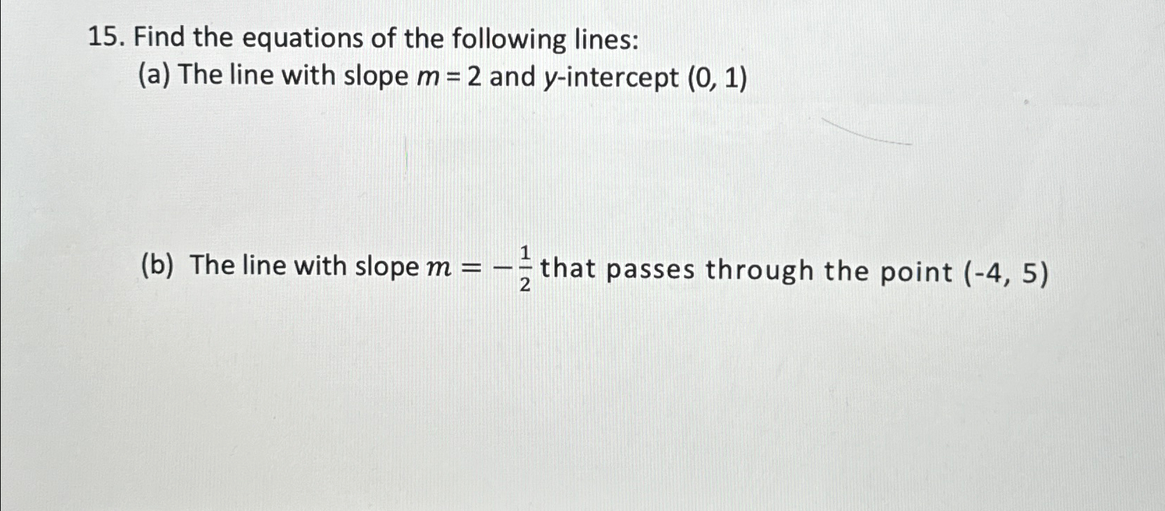 Solved Find the equations of the following lines:(a) ﻿The | Chegg.com
