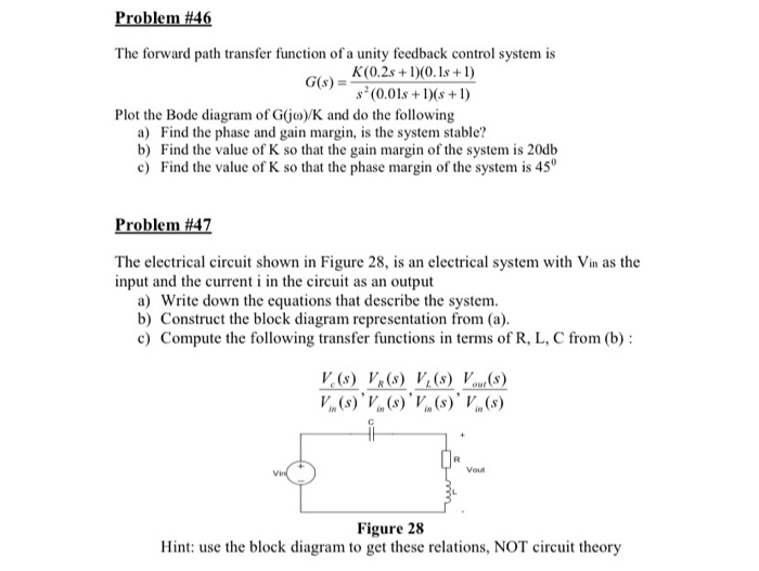 Solved Problem #46 The forward path transfer function of a | Chegg.com