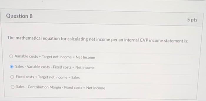 Solved The mathematical equation for calculating net income | Chegg.com