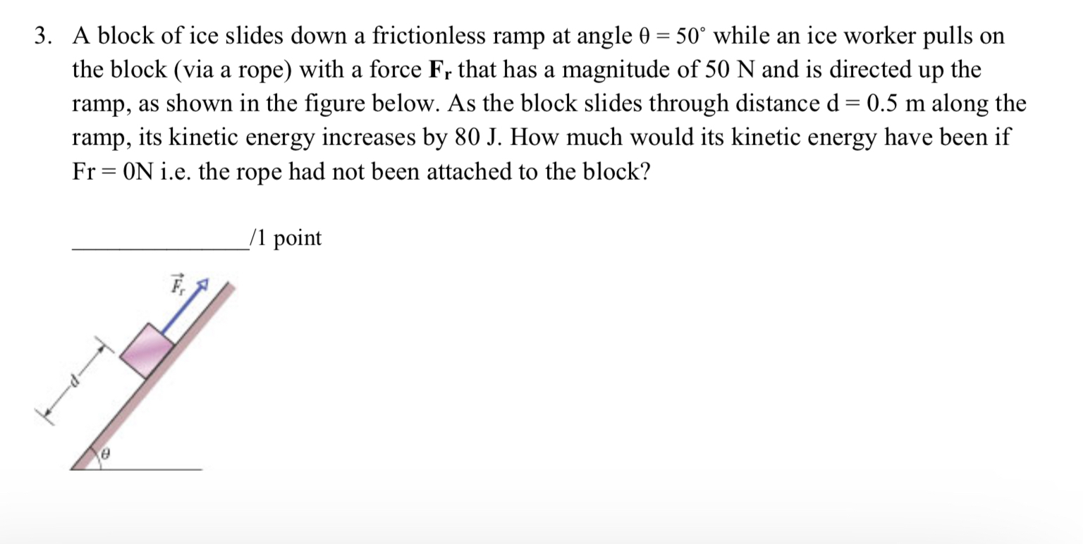 A block of ice slides down a frictionless ramp at | Chegg.com