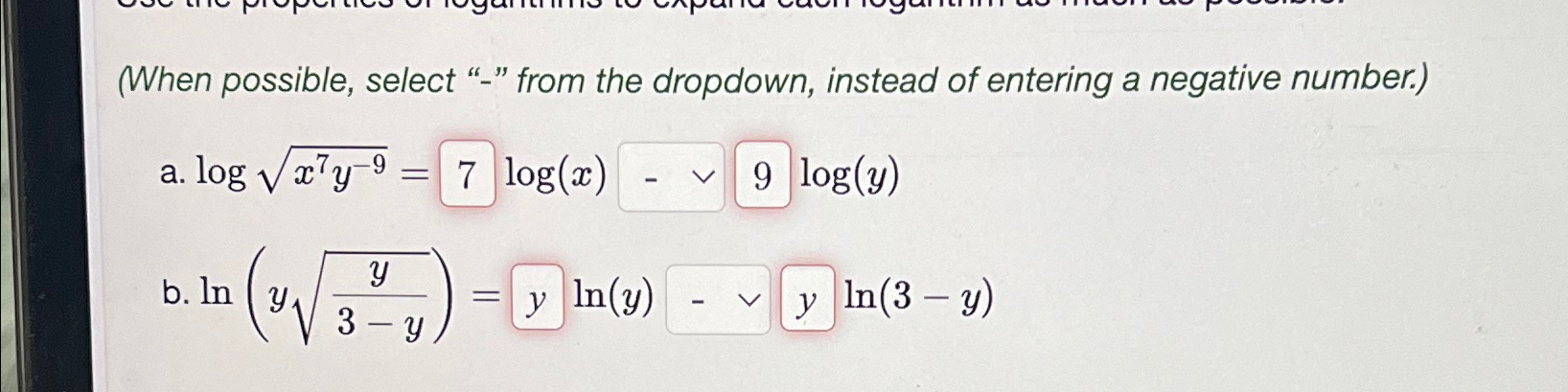 Solved (When possible, select "-" ﻿from the dropdown, | Chegg.com