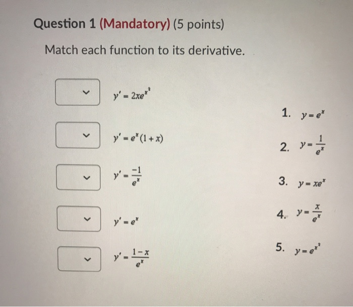 Solved Question 1 (Mandatory) (5 points) Match each function | Chegg.com