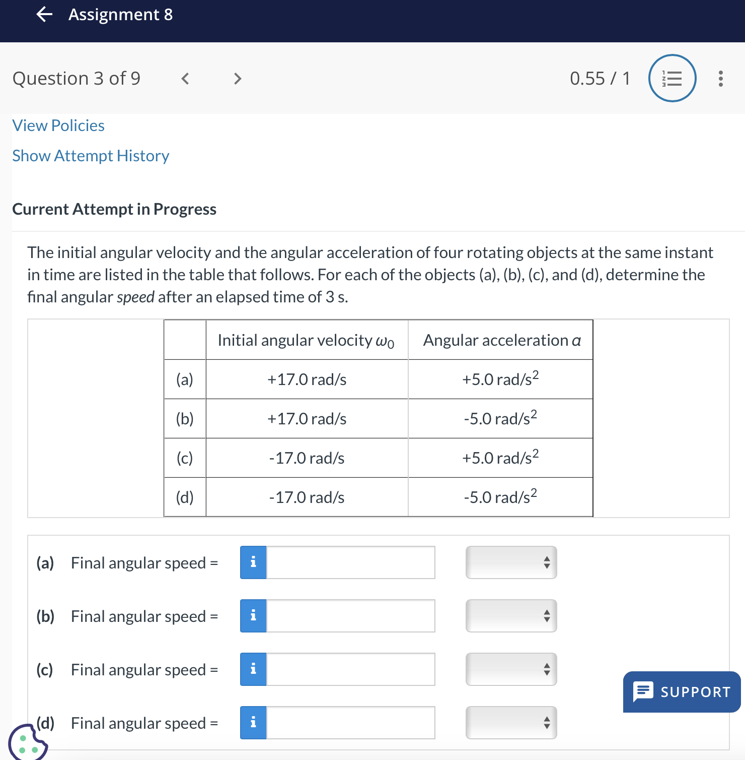 Solved Current Attempt in ProgressThe initial angular | Chegg.com
