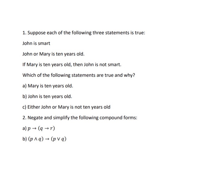 Solved 1. Suppose each of the following three statements is | Chegg.com