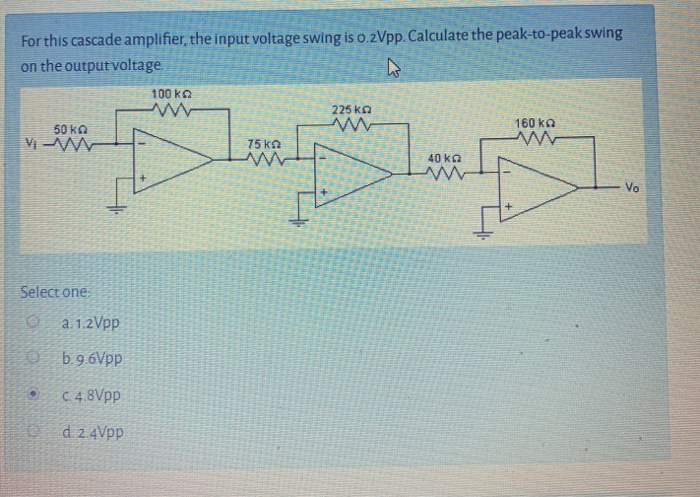 Solved For this cascade amplifier, the input voltage swing | Chegg.com