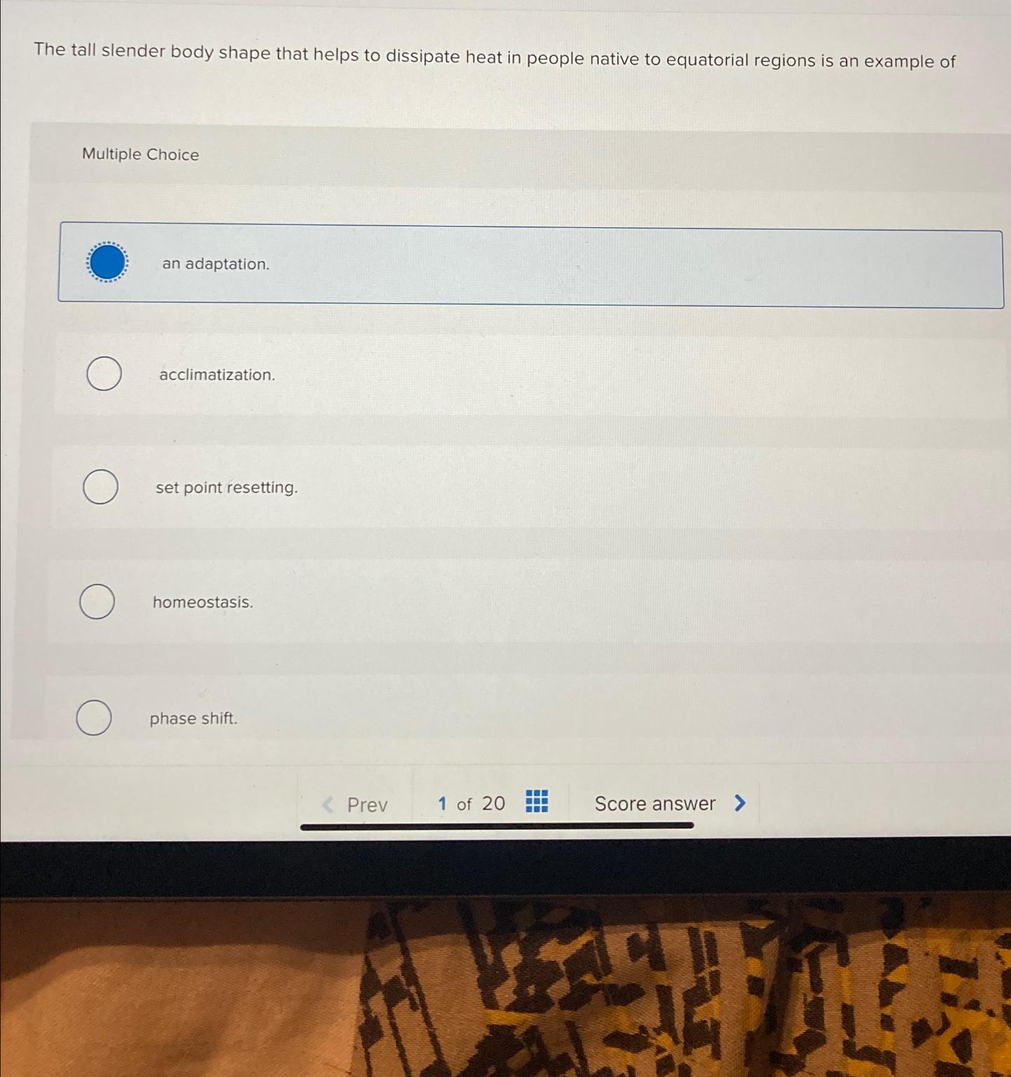 Solved The tall slender body shape that helps to dissipate | Chegg.com
