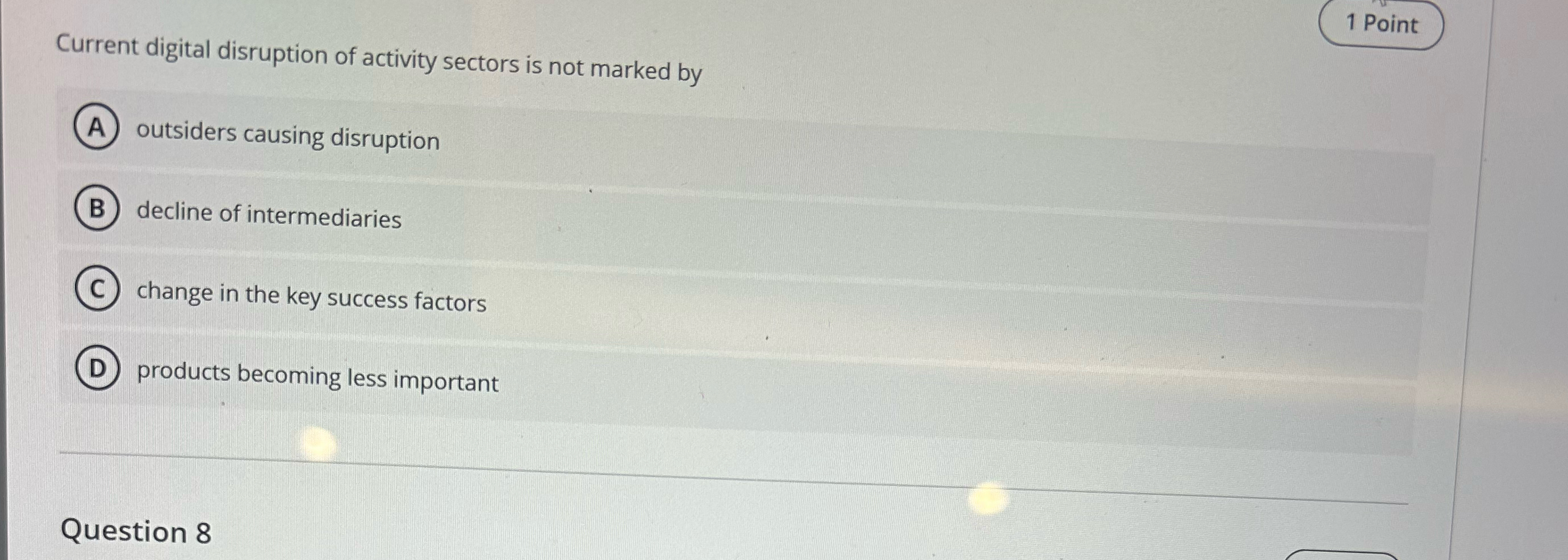 Solved 1 ﻿PointCurrent digital disruption of activity | Chegg.com