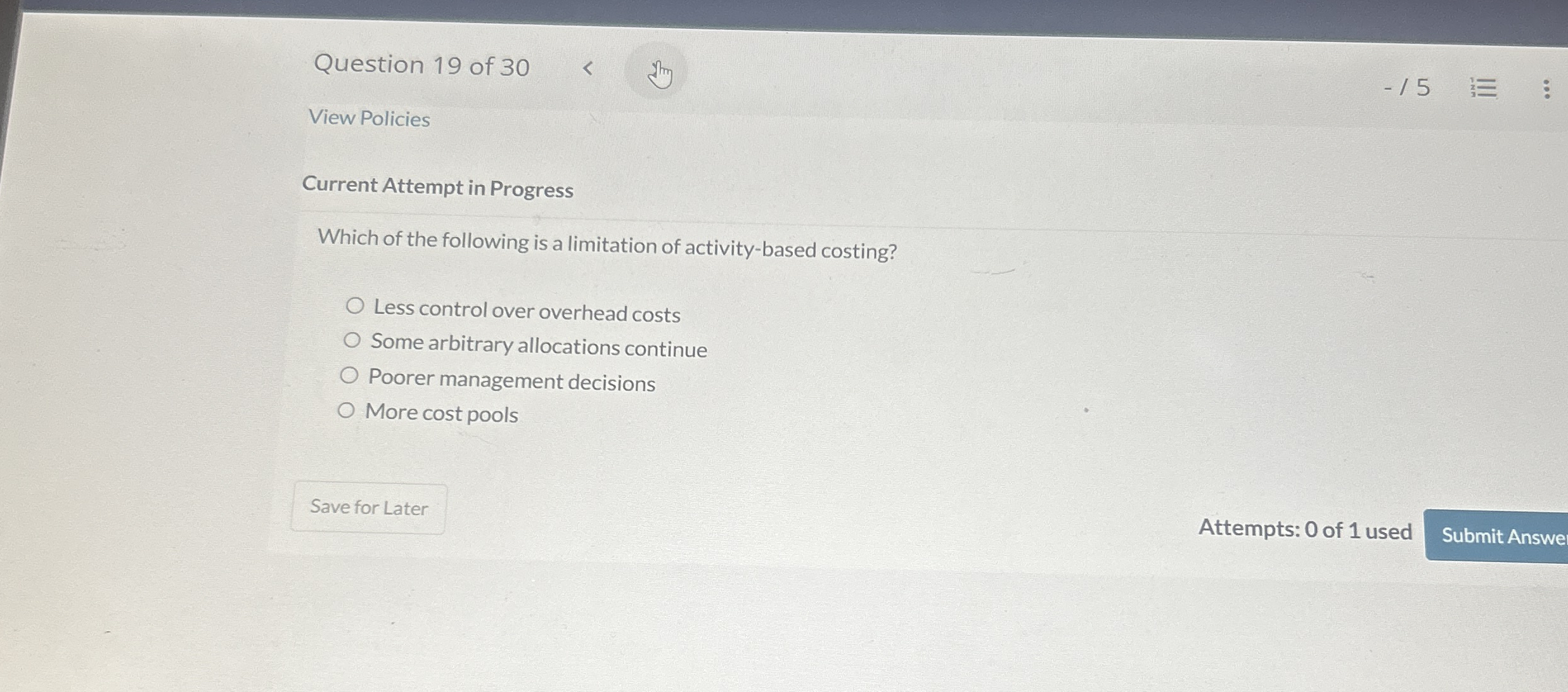 Solved Question 19 ﻿of 30-15View PoliciesCurrent Attempt in | Chegg.com