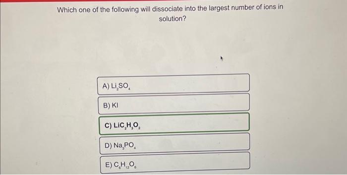Solved Which one of the following will dissociate into the | Chegg.com