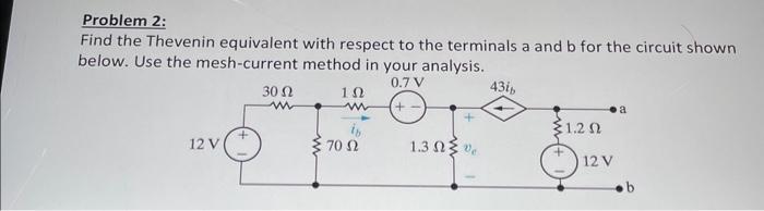 Solved Problem 2: Find the Thevenin equivalent with respect | Chegg.com