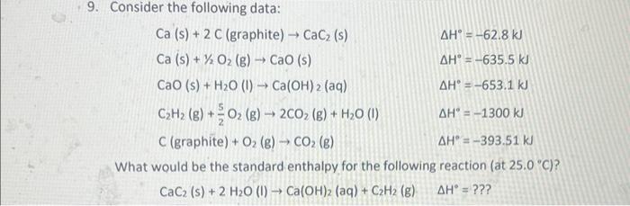 Solved 9. Consider the following data: \\[ | Chegg.com