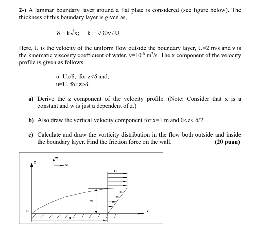 Solved 2-) ﻿A laminar boundary layer around a flat plate is | Chegg.com