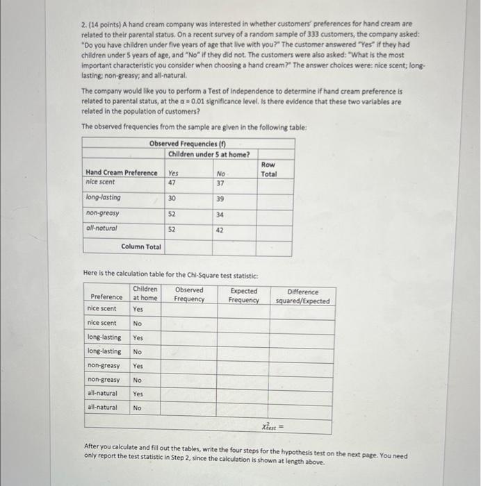 Solved For each problem, show at minimum: 1) The null and | Chegg.com