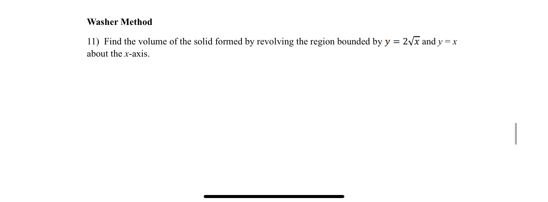 Solved Washer MethodFind the volume of the solid formed by | Chegg.com