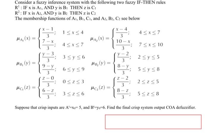 Solved Consider a fuzzy inference system with the following | Chegg.com