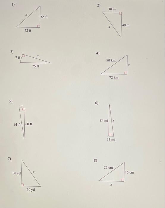 Solved Find the missing side of each triangle. Round your | Chegg.com